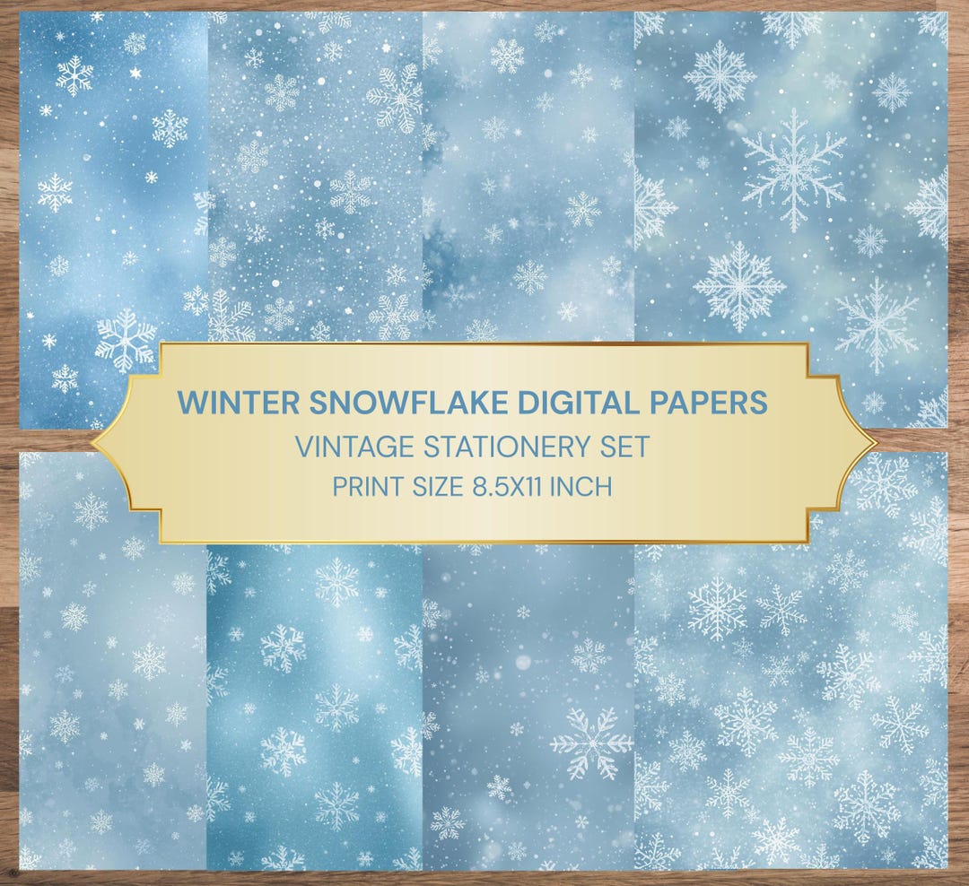 Snowflake Digital Papers| Winter Junk Journal Pages | Scrapbook Papers ...