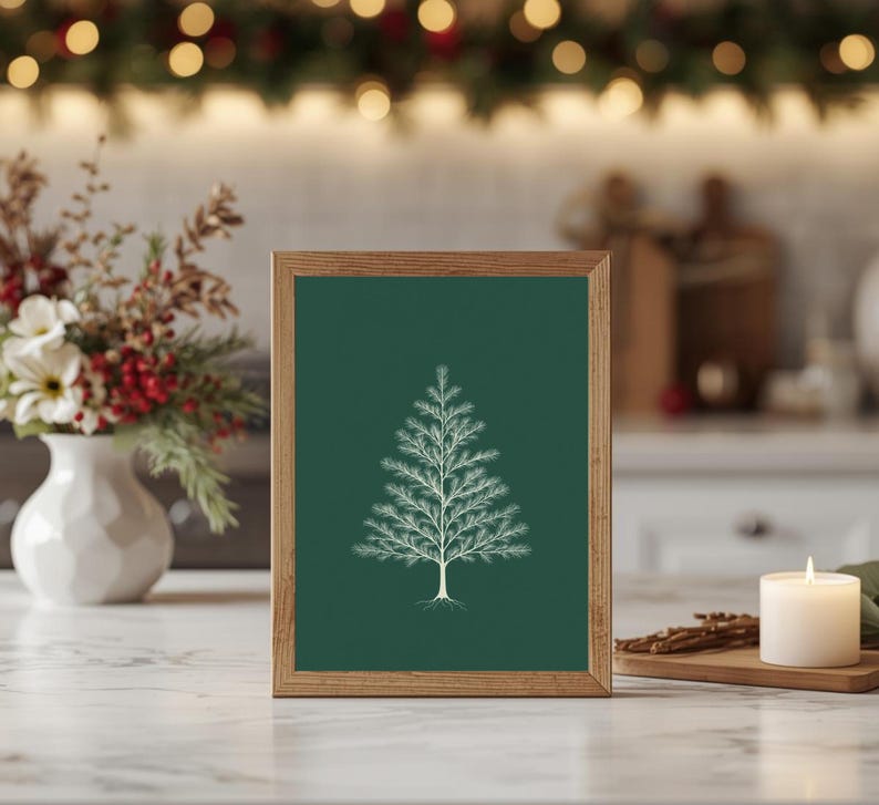 Vintage Pine Tree Wall Art Printable | Rustic Christmas Decor ...