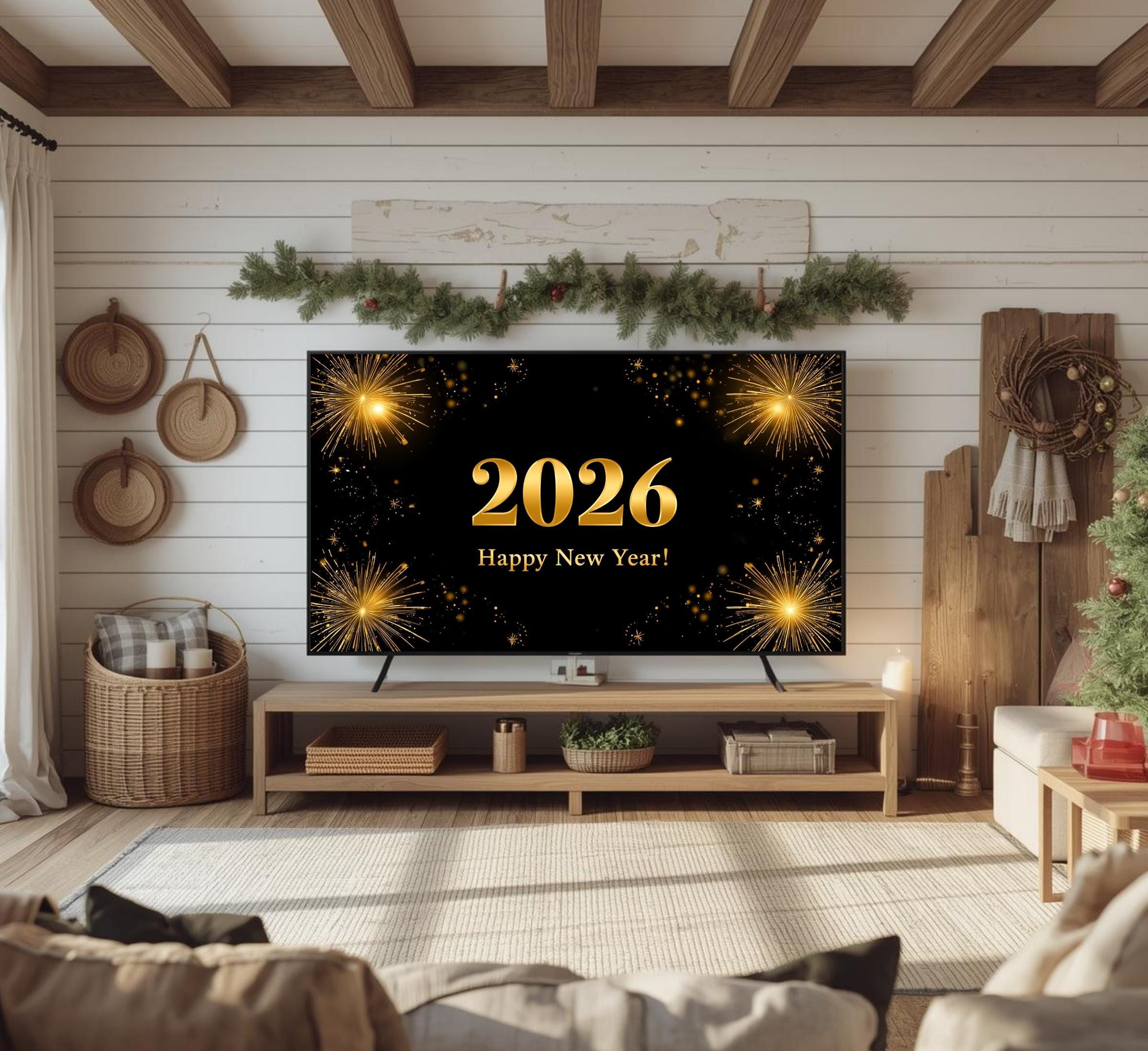 Happy New Year 2026 Frame TV Frames | Holiday TV Decor | NYE Fireworks ...