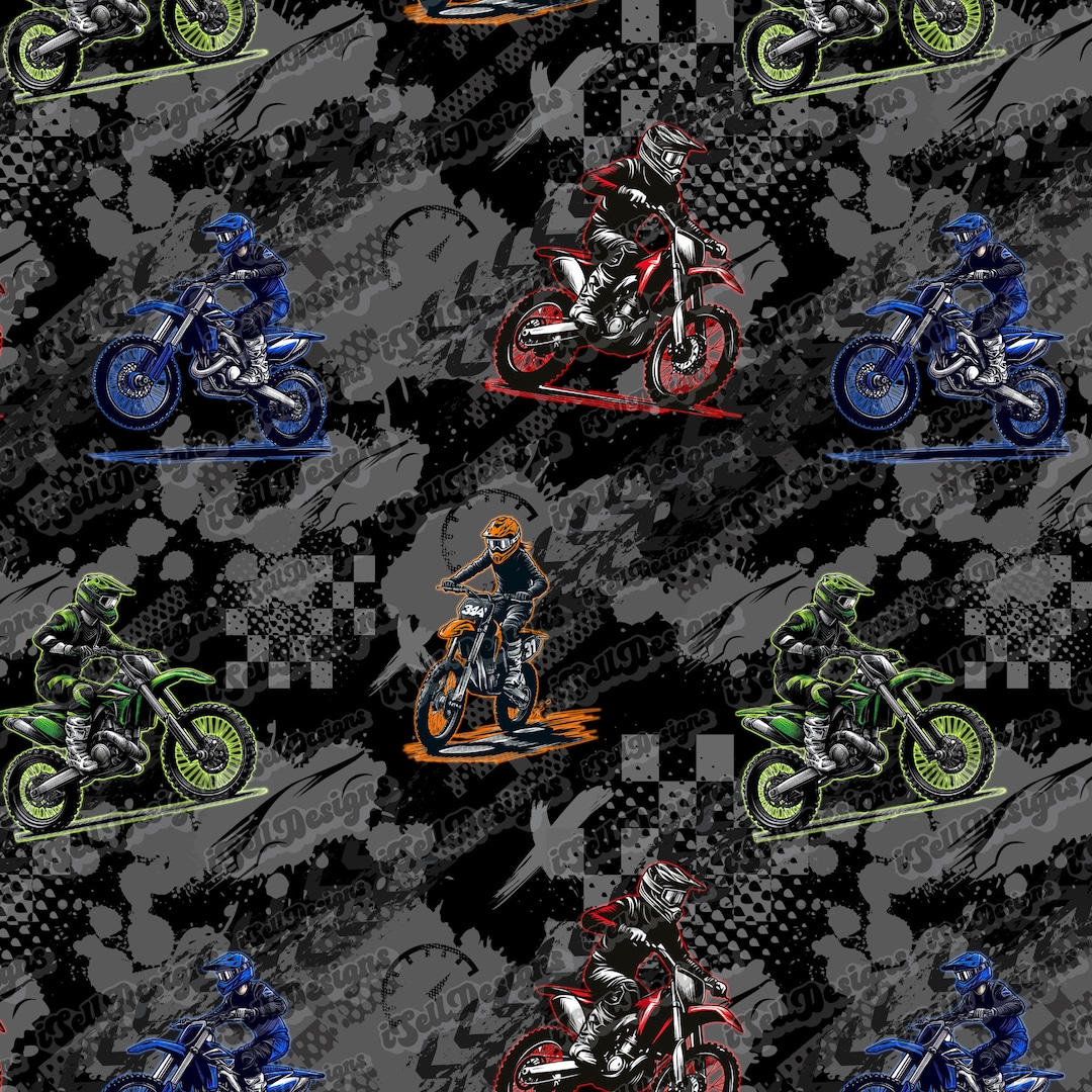 Motocross Seamless Pattern, Motocross Design, Custom Seamless Pattern ...