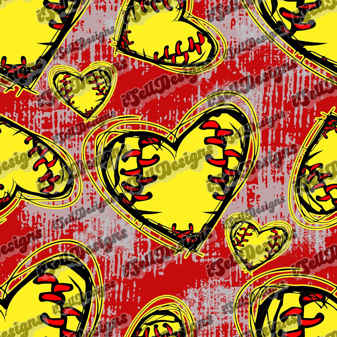 Softball Seamless Pattern, Softball Design, Custom Seamless Pattern ...