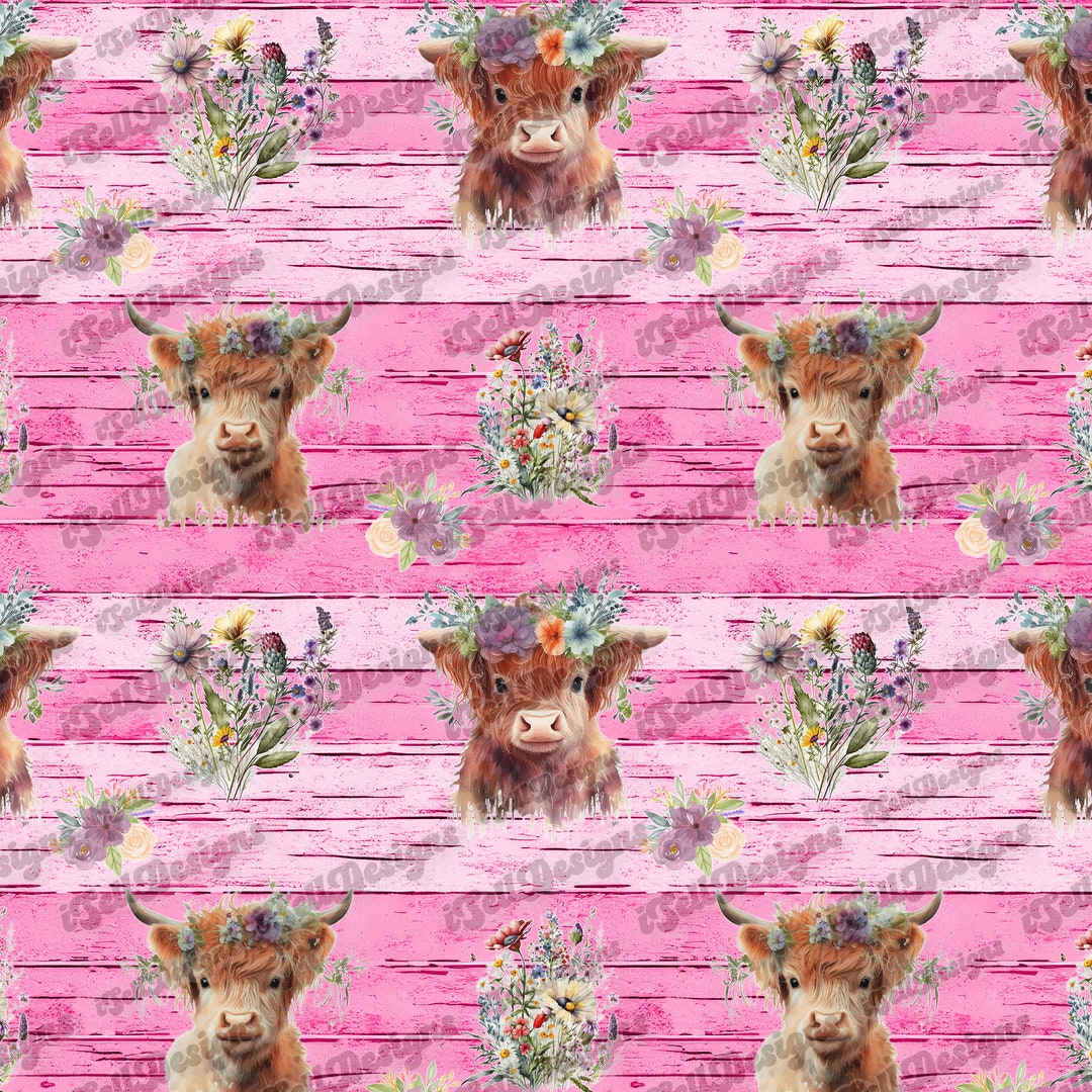 Highland Cow Seamless Pattern, Seamless, Custom Seamless Pattern ...