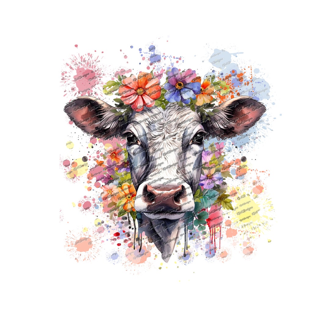 Cow PNG, Cow Design, Custom Cow Design, Cow, Farm Life, Cows, Floral ...
