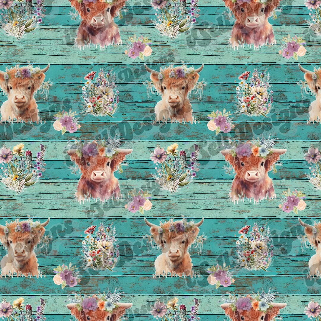 Highland Cow Seamless Pattern, Seamless, Custom Seamless Pattern ...