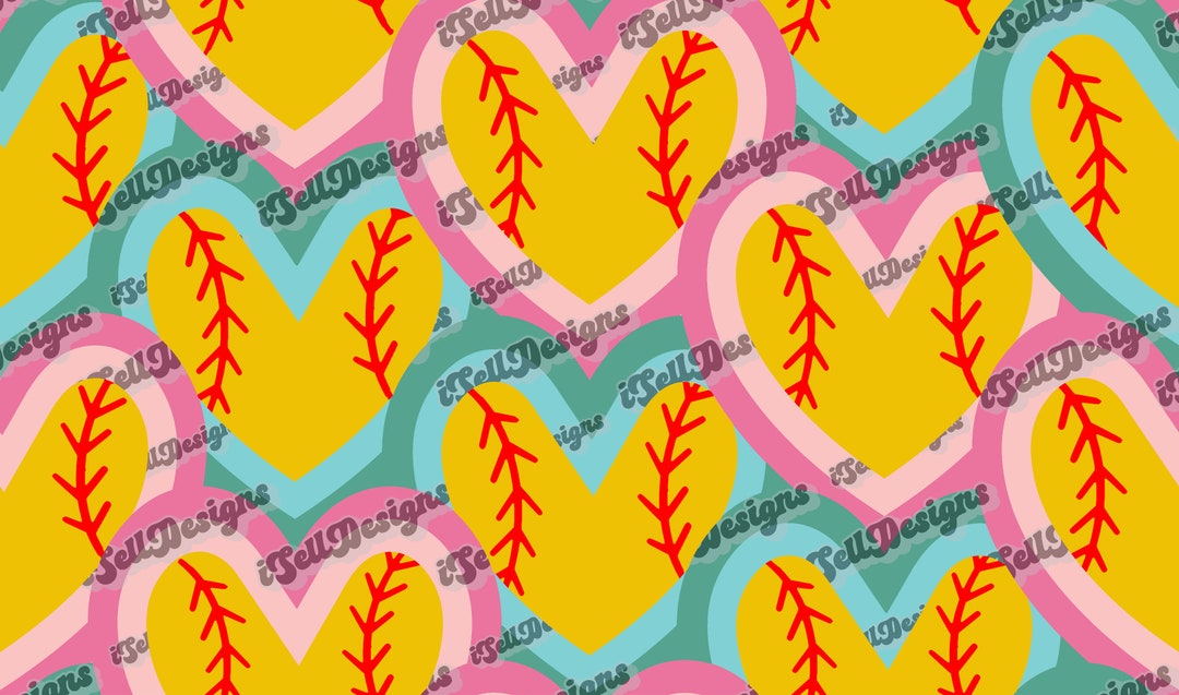 Softball Seamless Pattern, Softball Design, Custom Seamless Pattern ...