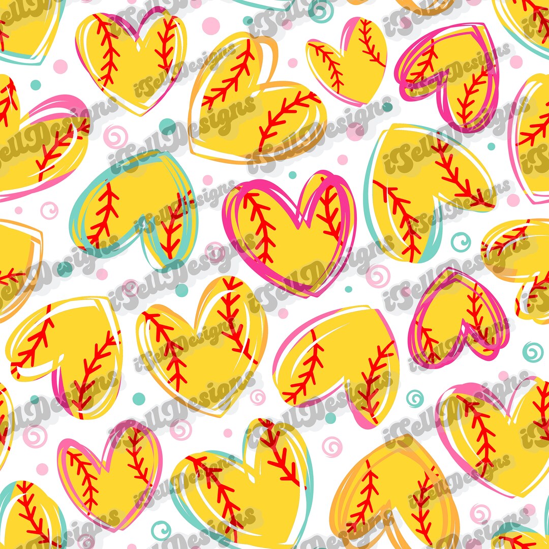 Softball Seamless Pattern, Softball Design, Custom Seamless Pattern ...
