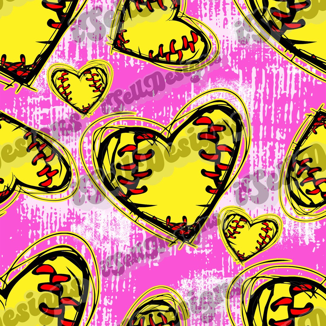 Seamless Softball Pattern, Softball Design, Custom Seamless Pattern ...
