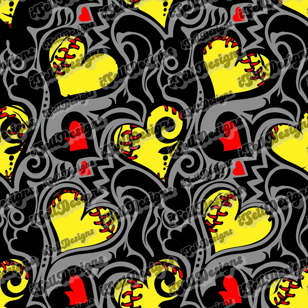Softball Seamless Pattern, Softball Design, Custom Seamless Pattern ...