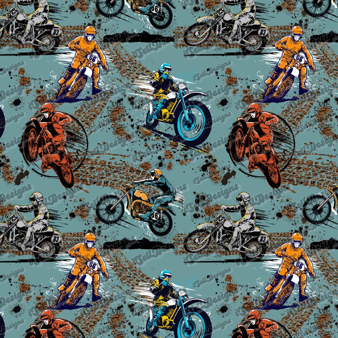 Motocross Seamless Pattern, Motocross Design, Custom Seamless Pattern ...