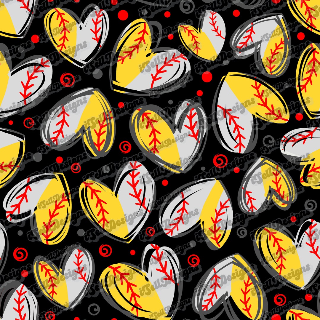 Softball & Baseball Seamless Pattern, Softball Design, Custom Seamless ...