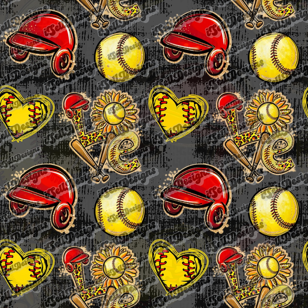 Softball Seamless Pattern, Softball Design, Custom Seamless Pattern ...