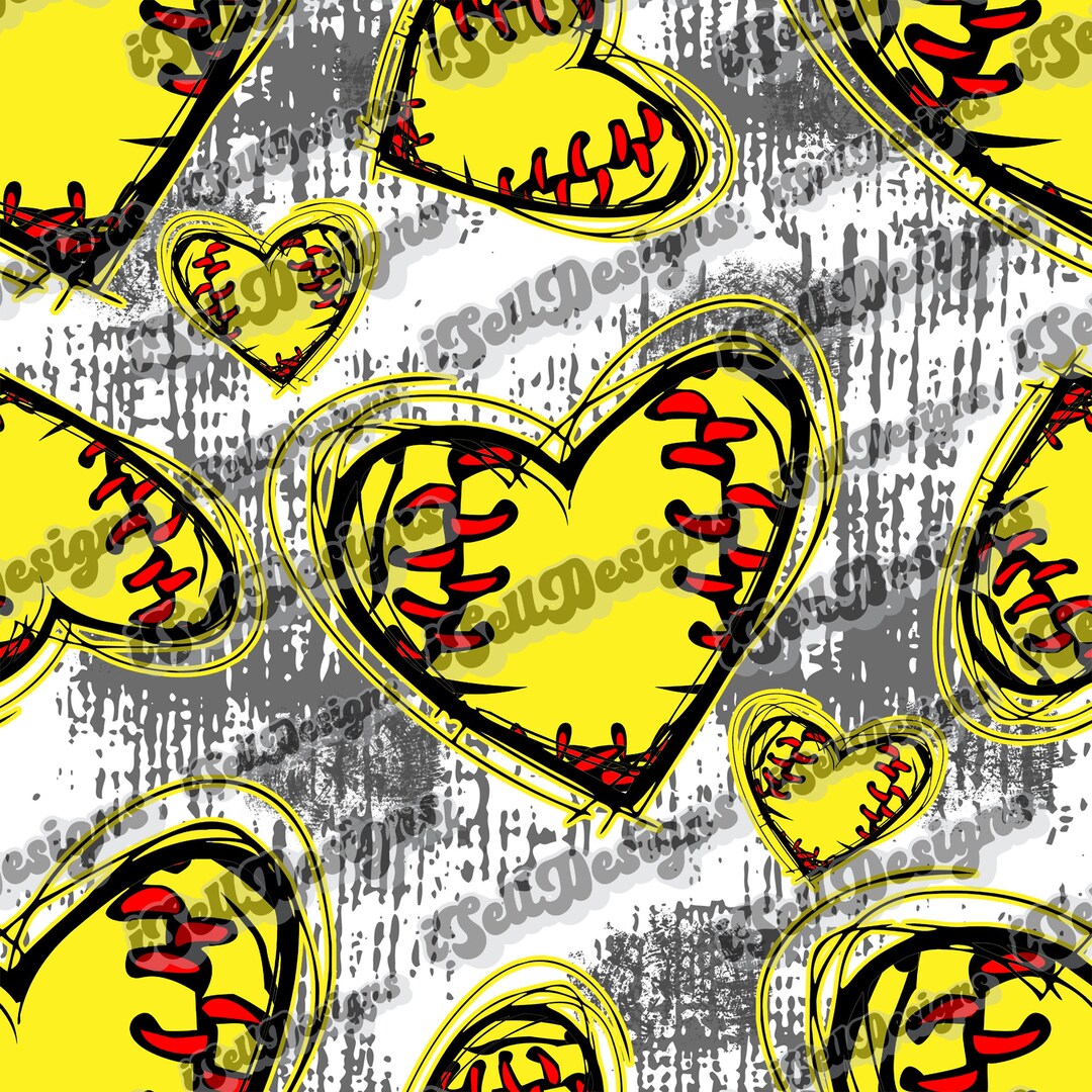 Softball Seamless Pattern, Softball Design, Custom Seamless Pattern ...
