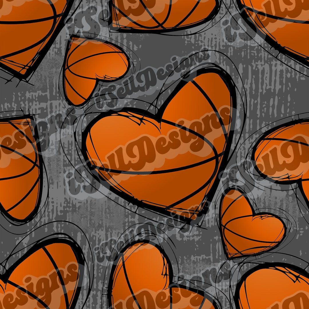 Basketball Heart Seamless Pattern: Sports Fabric Design (digital File ...