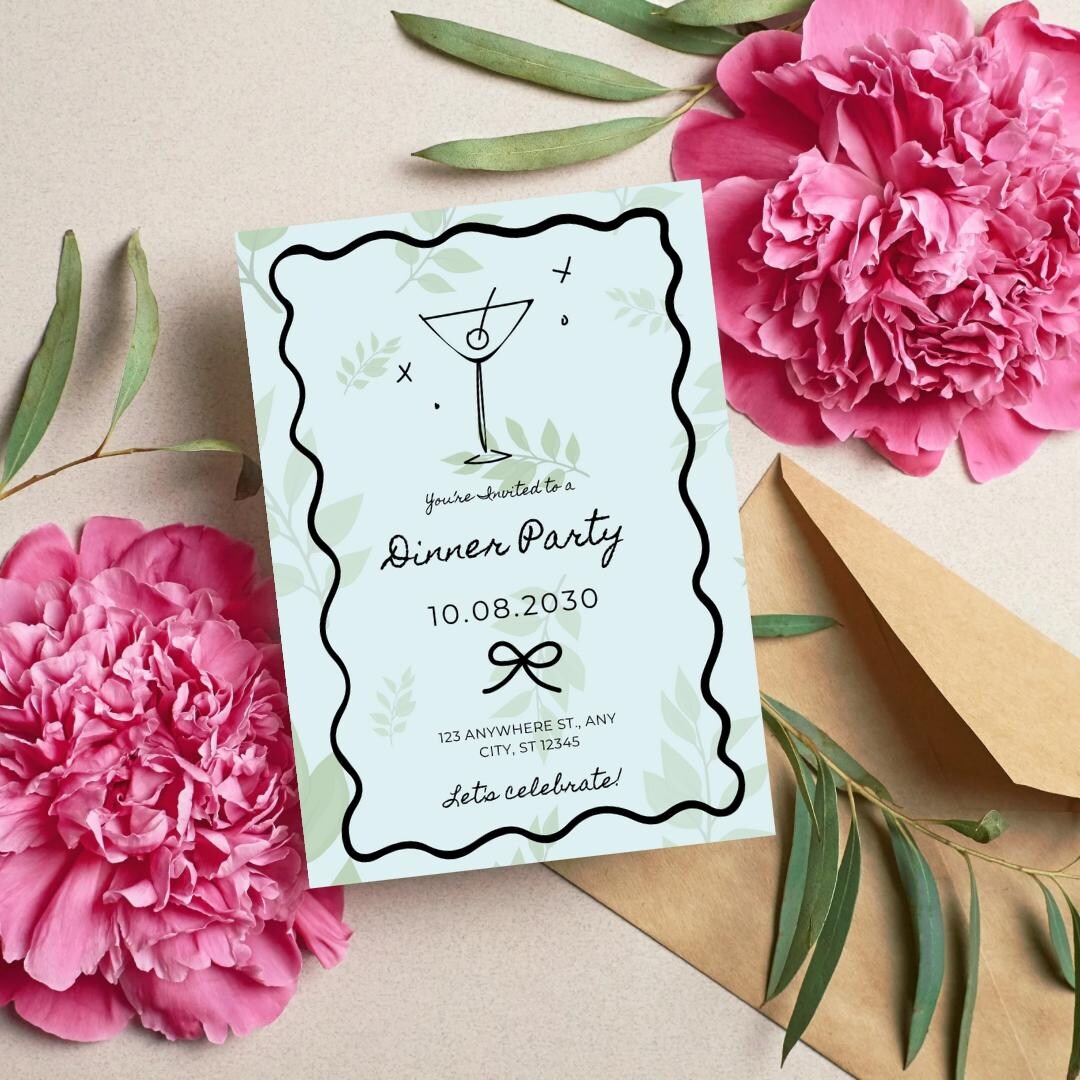 Elegant Dinner Party Invitation | Printable PDF Template | Modern ...