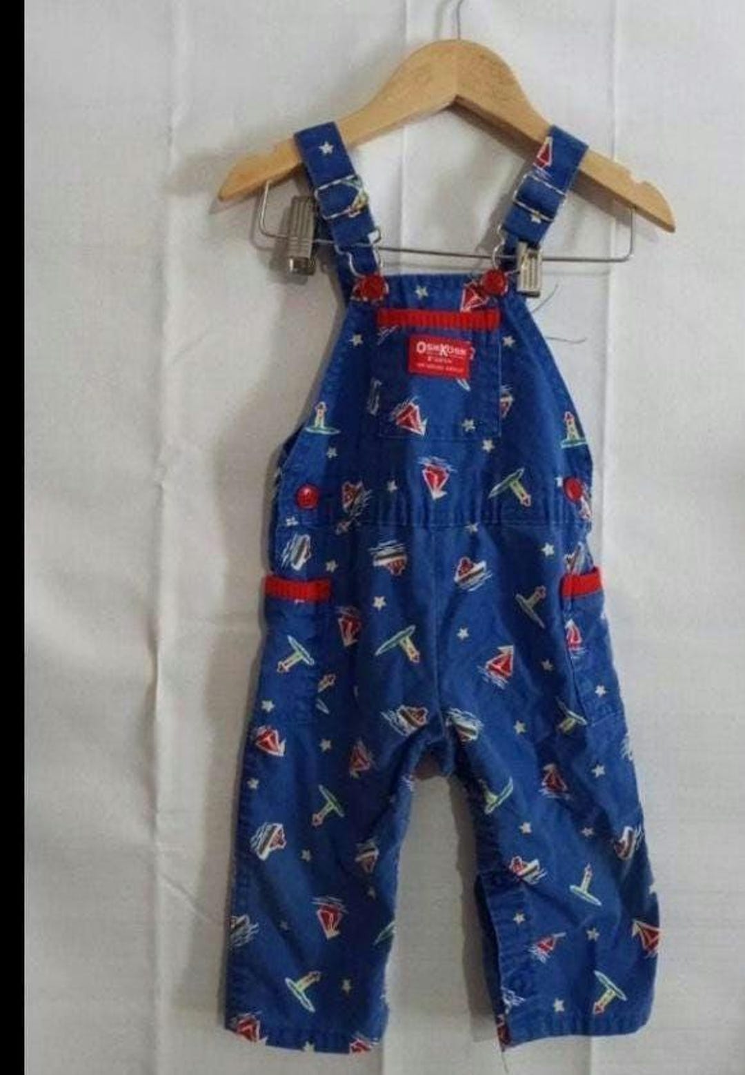 Vintage Oshkosh B’gosh Bib Overalls Baby Steam Boat Nautical Lighthouse ...