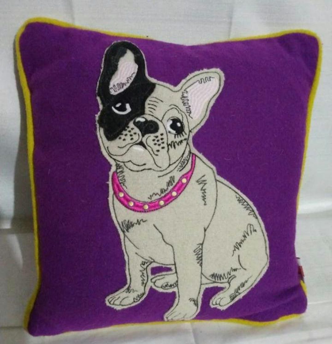Vintage HTF Rare Ben De Lisi Designer French Bulldog Ella Purple Pillow ...