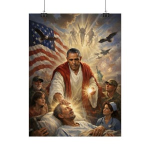 Obama as Jesus Healing the Sick AI Poster - Obama Messiah Meme Art ...