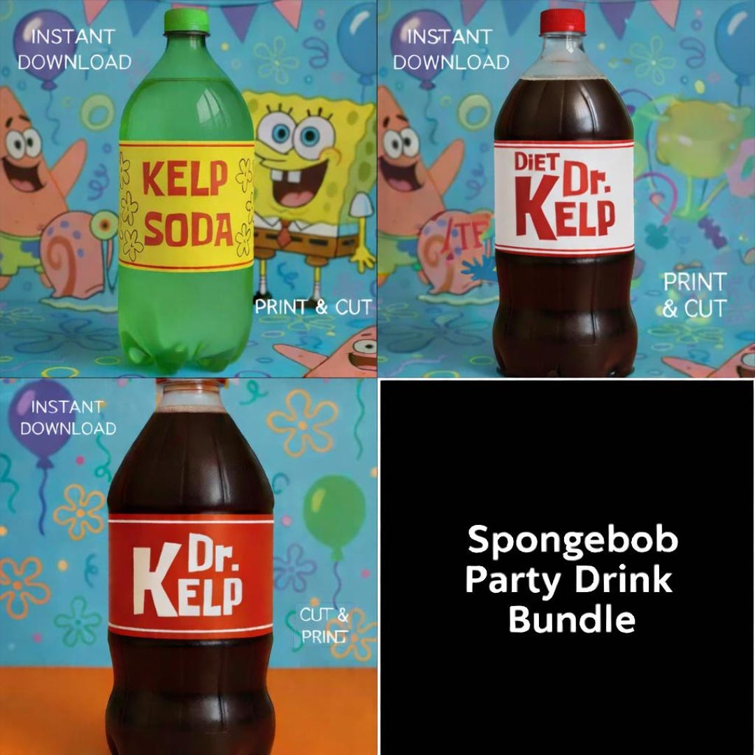 Kelp Soda Label Bundle | Under-the-sea Party Drink (printable PNG) - Etsy