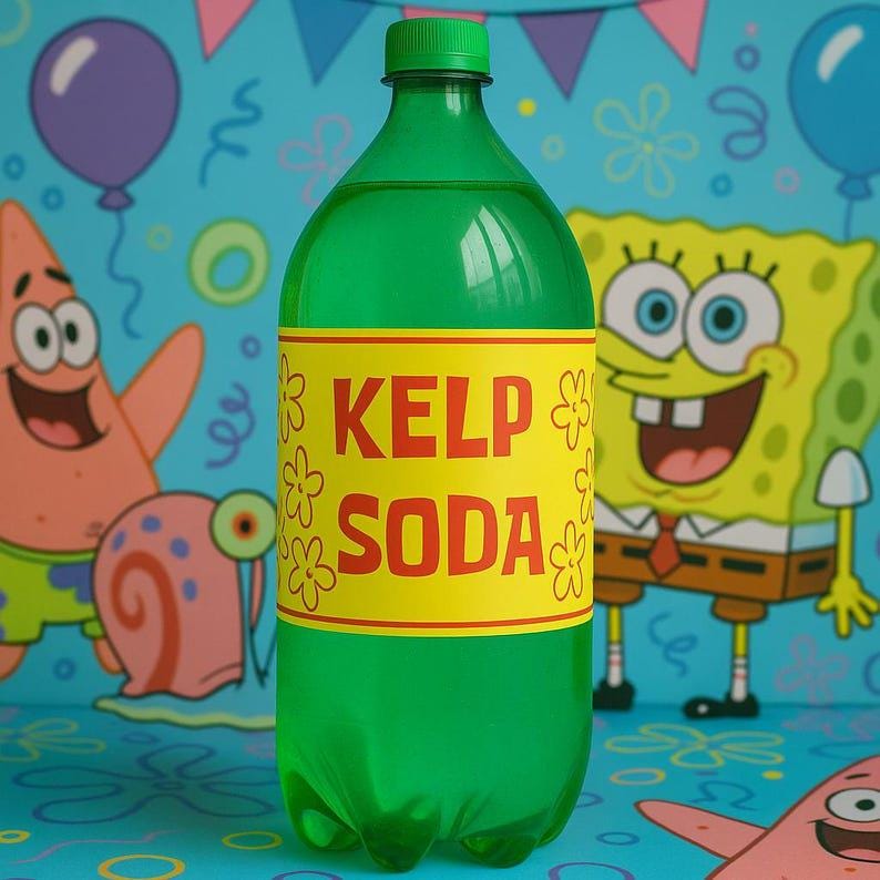 Etiqueta para refresco de algas: Fiesta de Bob Esponja, botella de 2 ...