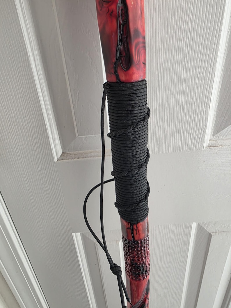 Red Fractal Burn Walking Stick - Etsy