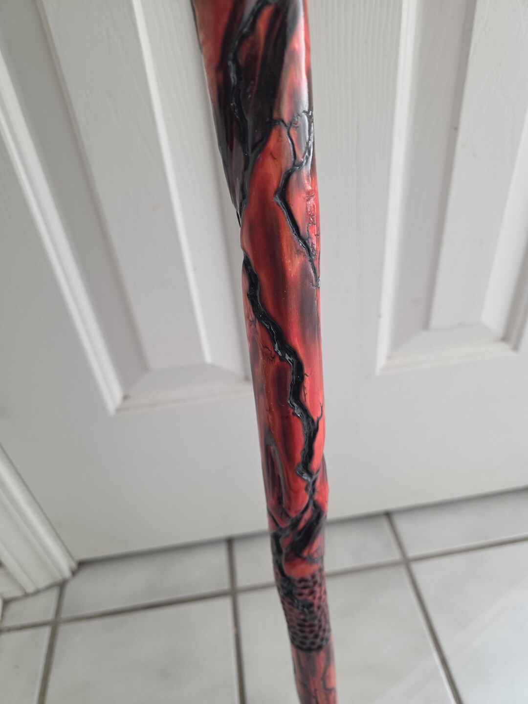Red Fractal Burn Walking Stick - Etsy