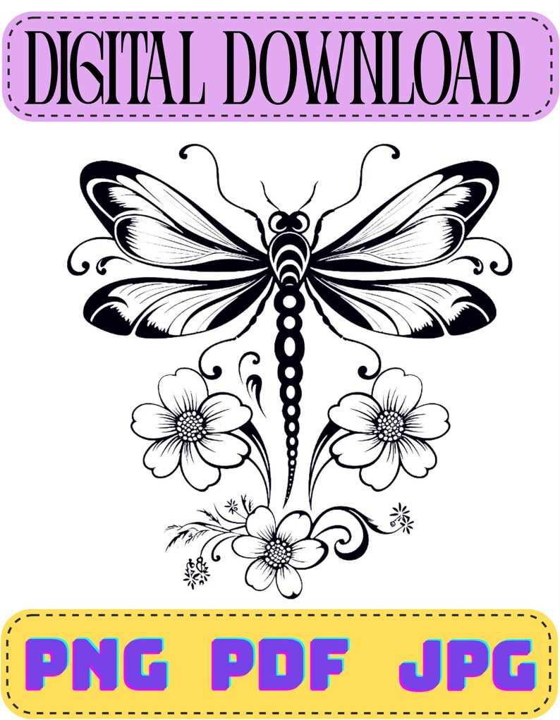 Dragonfly Svg Png Gpj Cards Design Décor High Quality 300 Digital ...
