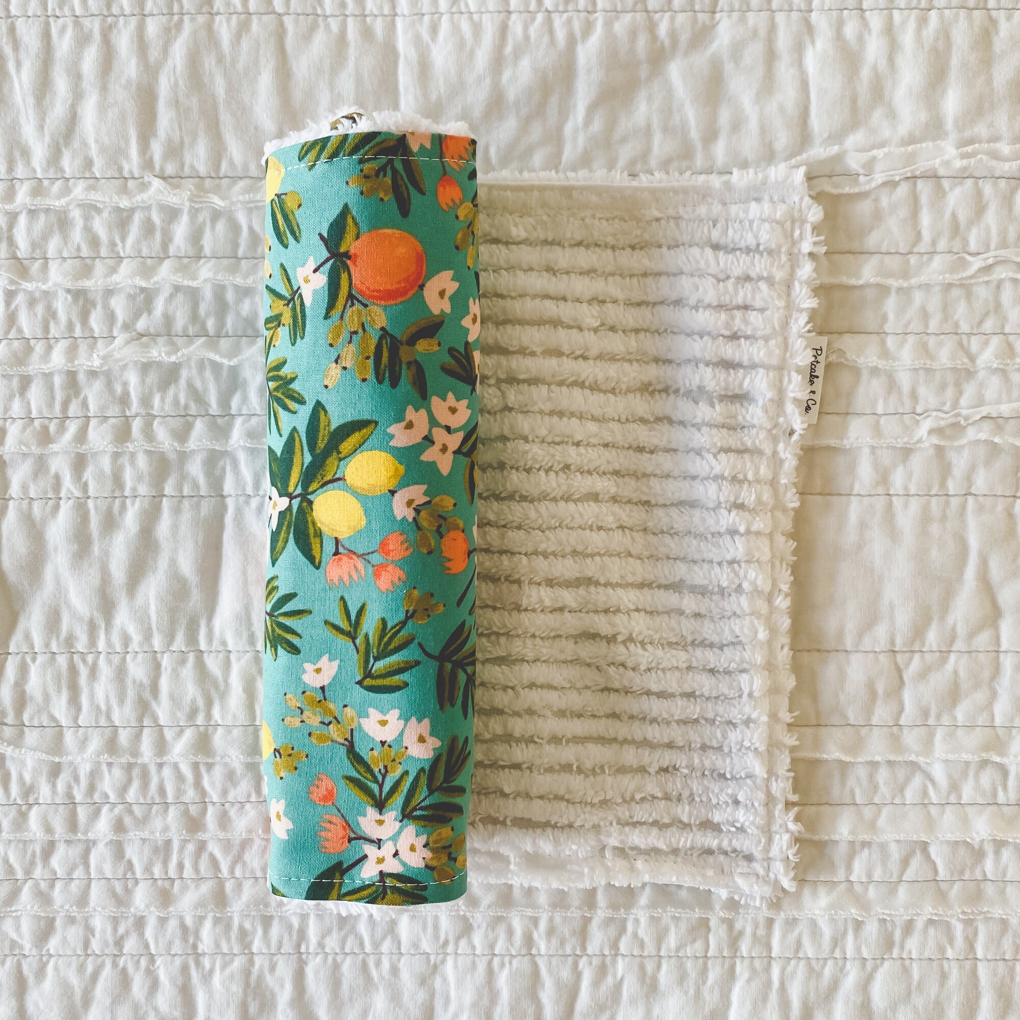 Teal Citrus Floral Burp Cloth for Baby Rifle Paper Co. Cotton Chenille ...