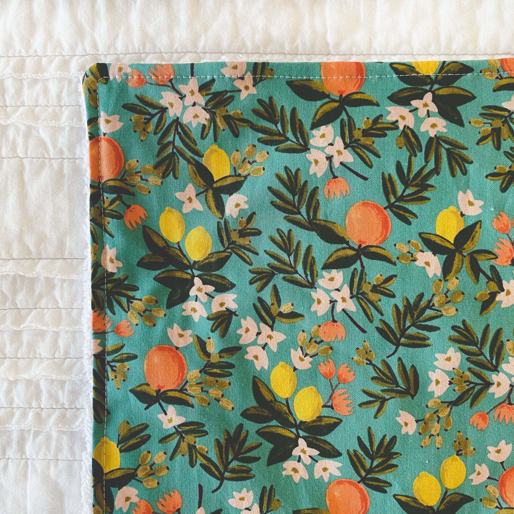 Teal Citrus Floral Burp Cloth for Baby Rifle Paper Co. Cotton Chenille ...