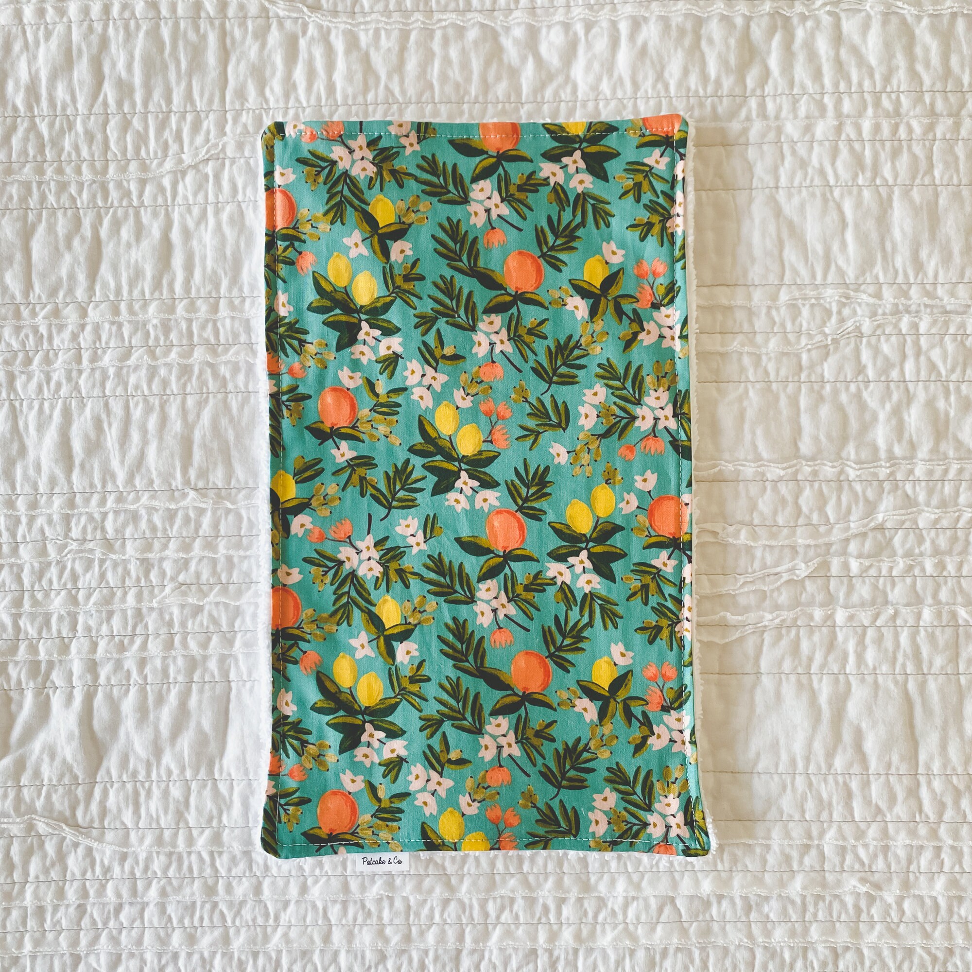 Teal Citrus Floral Burp Cloth for Baby Rifle Paper Co. Cotton Chenille ...
