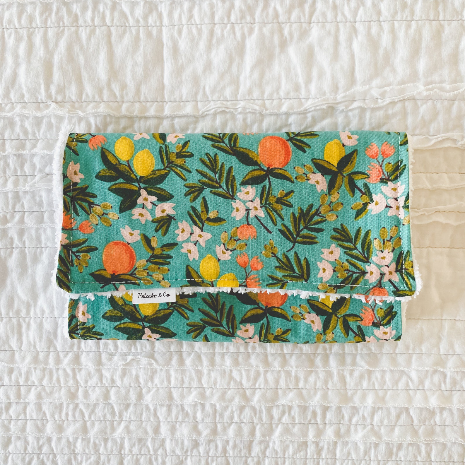 Teal Citrus Floral Burp Cloth for Baby Rifle Paper Co. Cotton Chenille ...