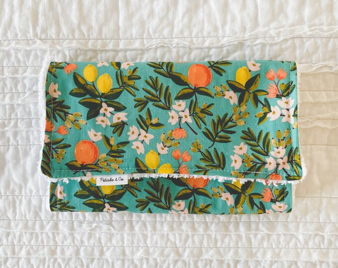 Teal Citrus Floral Burp Cloth for Baby | Rifle Paper Co. Cotton ...