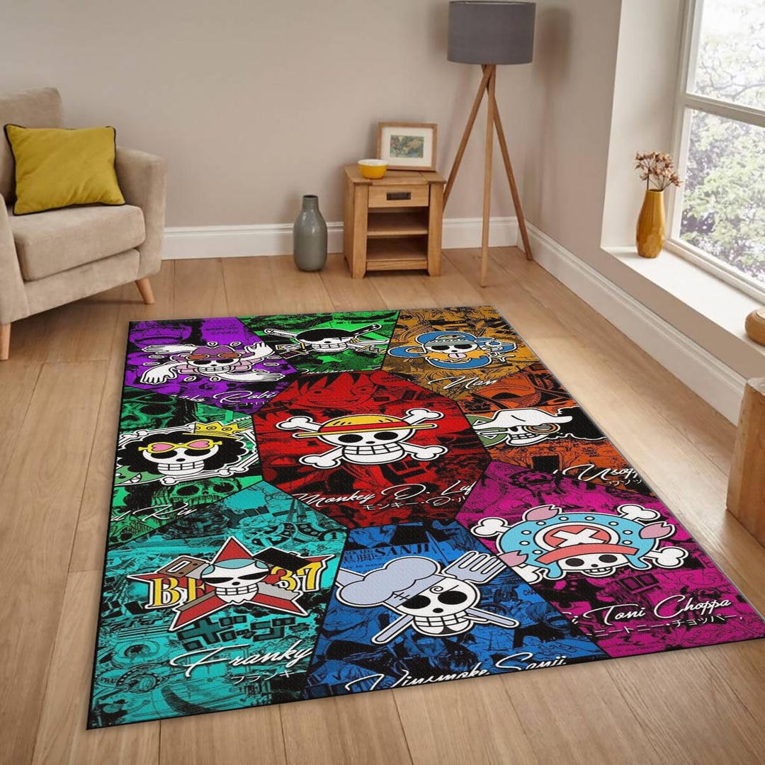 One Piece Rug, Straw Hat Pirates Jolly Roger Collage | Luffy, Zoro ...