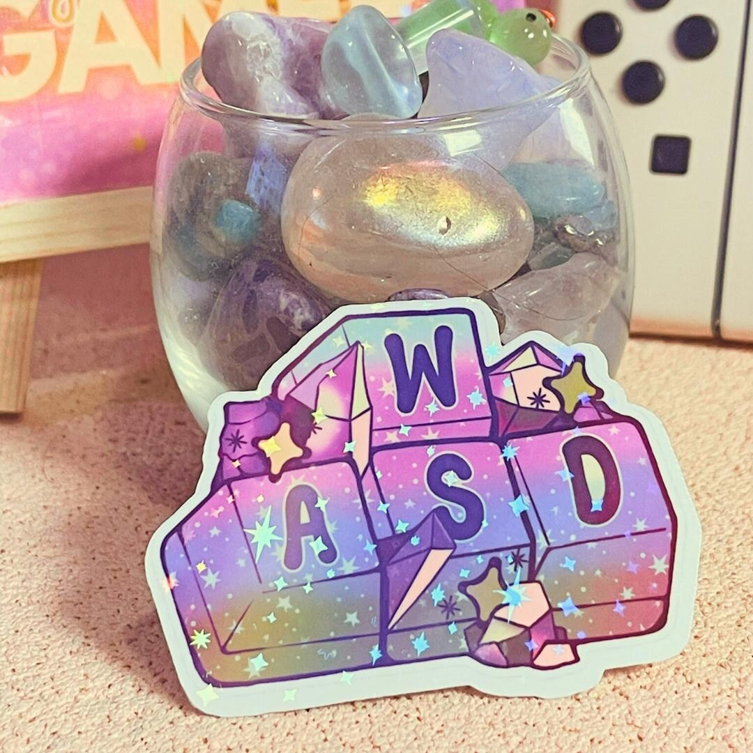 Holographic WASD Witch Gamer Sticker: Water Resistant - Etsy