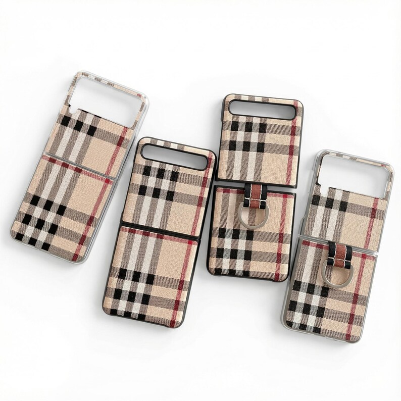 Classic Plaid Phone Case for Galaxy Z Flip, Retro Check Pattern ...