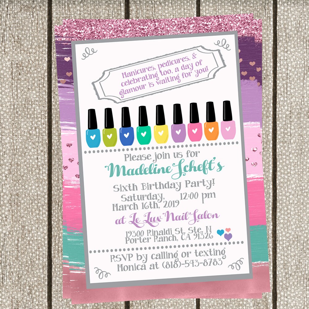 EDITABLE Mani Pedi Party Invitation Girls Spa Salon Pamper Birthday ...