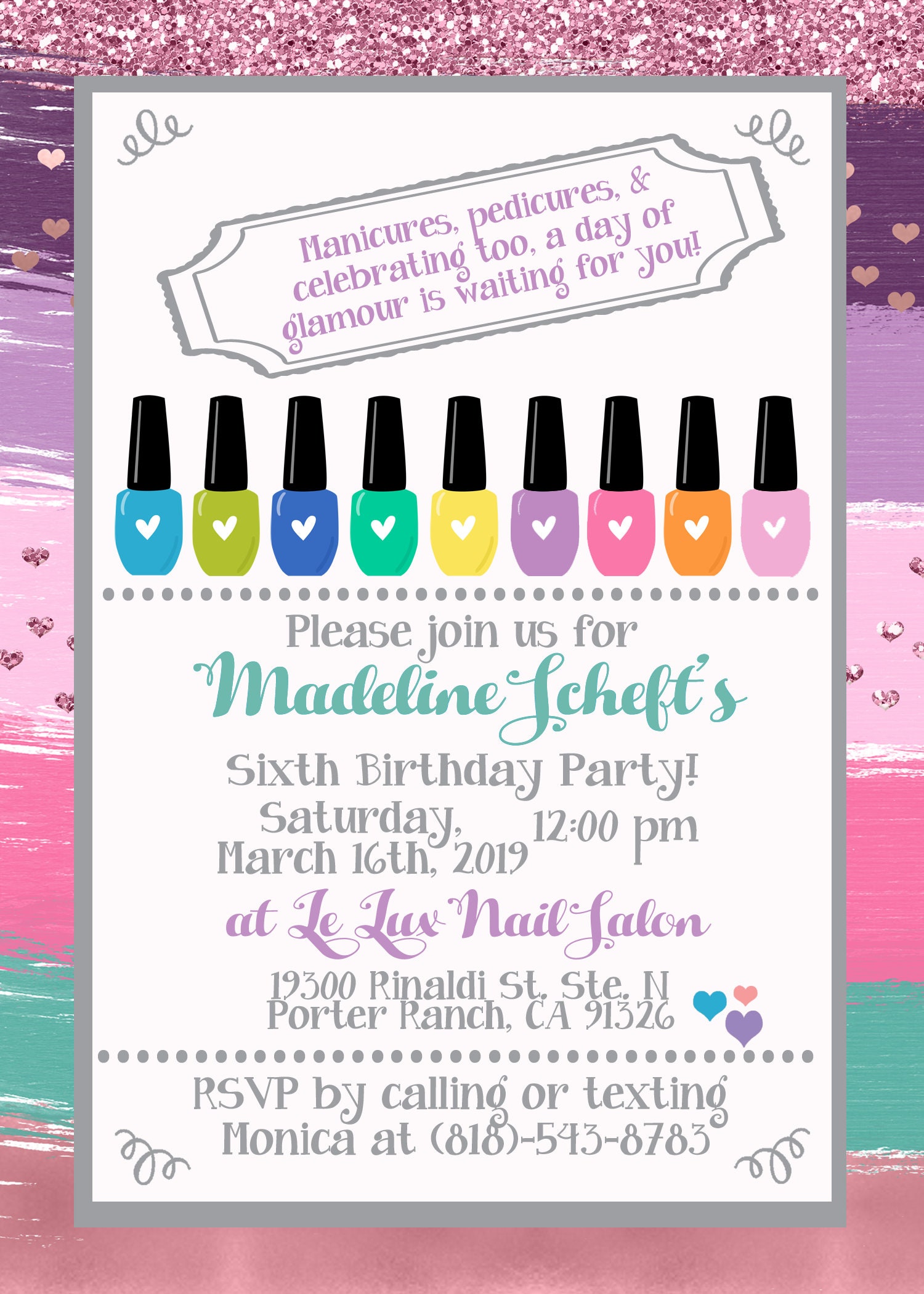 EDITABLE Mani Pedi Party Invitation Girls Spa Salon Pamper Birthday ...