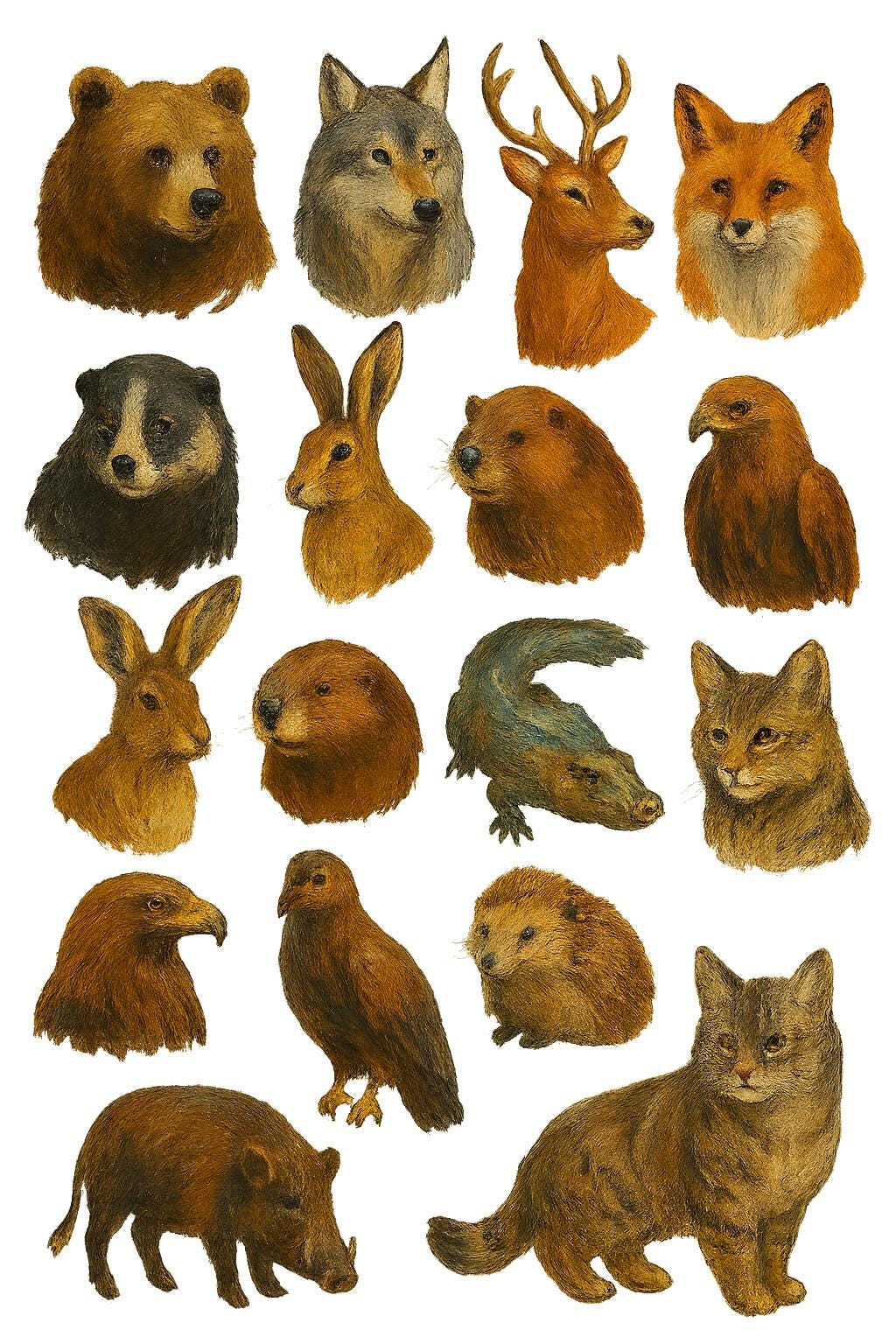 300+ Animal Clipart Bundle – Watercolor Cartoon PNG Illustrations ...