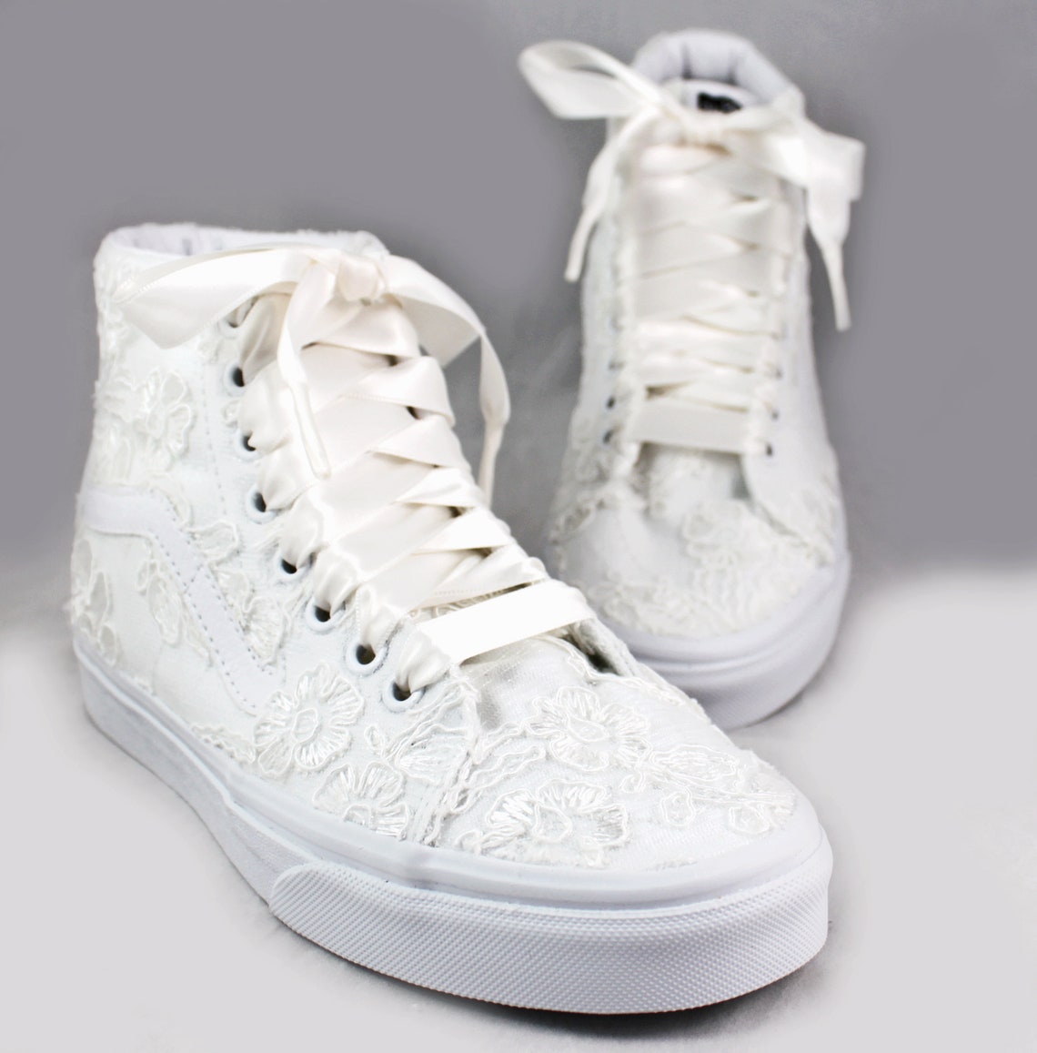 Ivory Lace Bridal Vans Sk8-hi Floral Lace lace Vans | Etsy