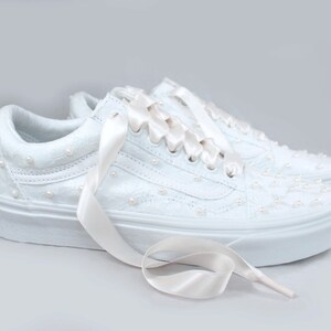 Old Skool White or Ivory Lace Bridal Vans With Pearls --lace Vans ...
