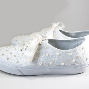 Handmade Ivory or Champagne Lace and Pearl Vans --lace Vans -- Wedding ...
