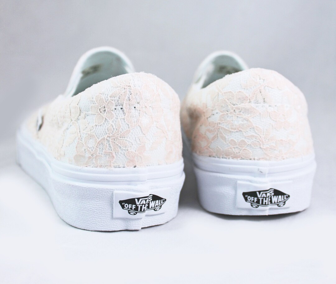 Ivory or Champagne Lace Bridal Vans Slip on -- Champagne Lace Vans ...
