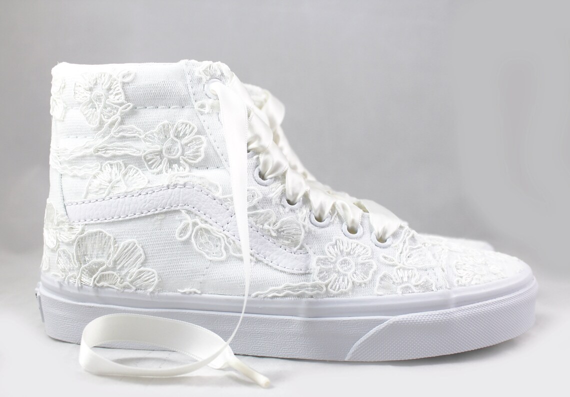 Ivory Lace Bridal Vans Sk8-hi Floral Lace lace Vans | Etsy