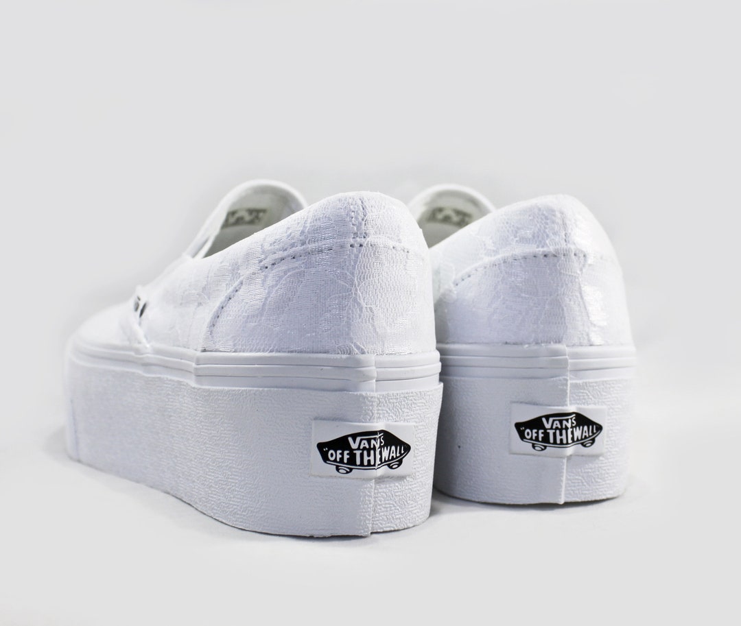 Platform White or Ivory Lace Rose Bridal Vans --lace Vans -- Wedding ...