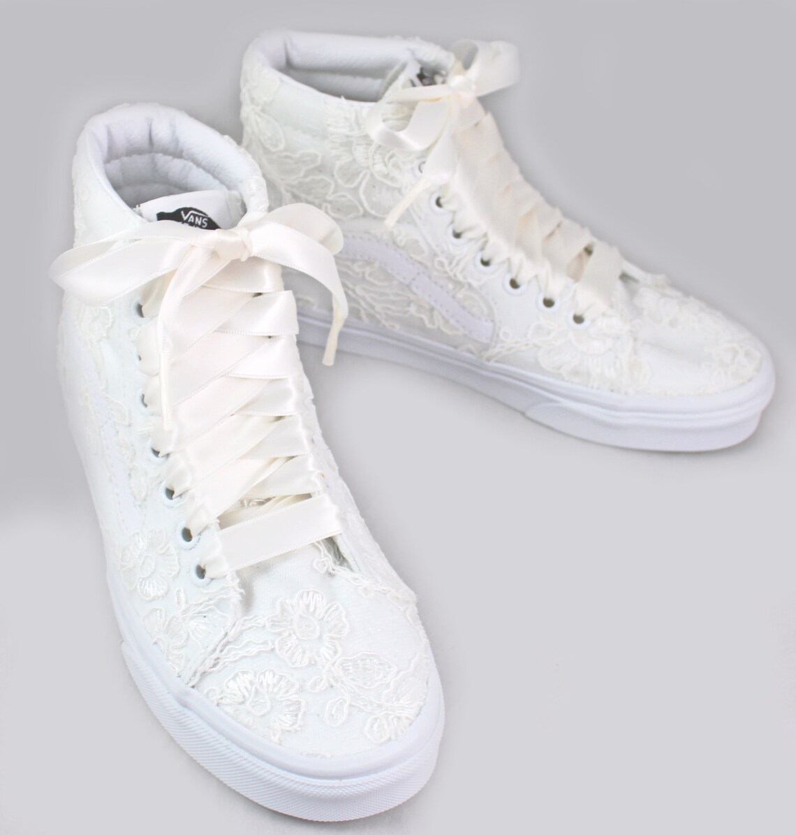 Ivory Lace Bridal Vans Sk8-hi Floral Lace lace Vans | Etsy