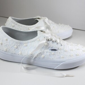 Handmade Ivory or Champagne Lace and Pearl Vans lace Vans Wedding ...