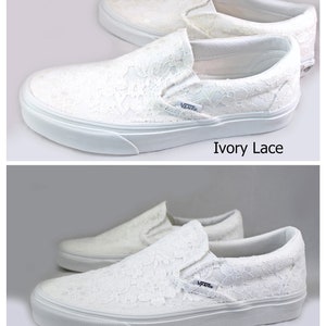 Lace Bridal Vans Slip on Ivory Lace -- Rachelle Lace Vans -- Wedding ...
