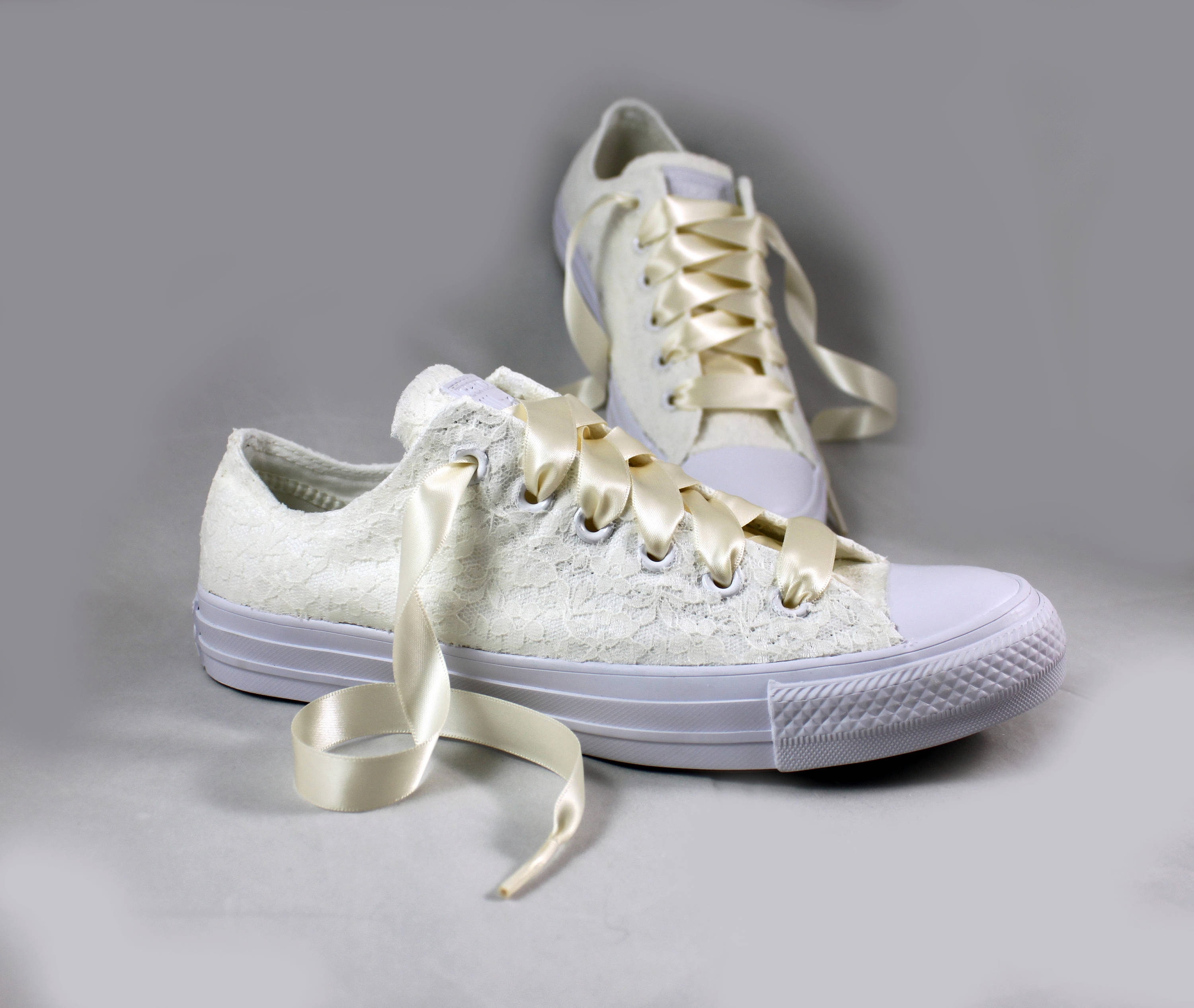 Ivory Lace Monochrome Bridal Converses -- Ivory Lace Converse ...