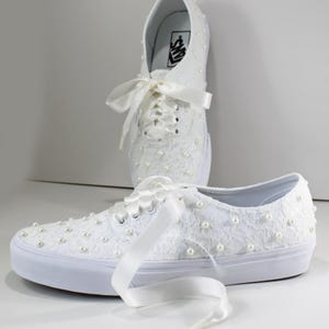 Handmade Ivory or Champagne Lace and Pearl Vans --lace Vans -- Wedding ...