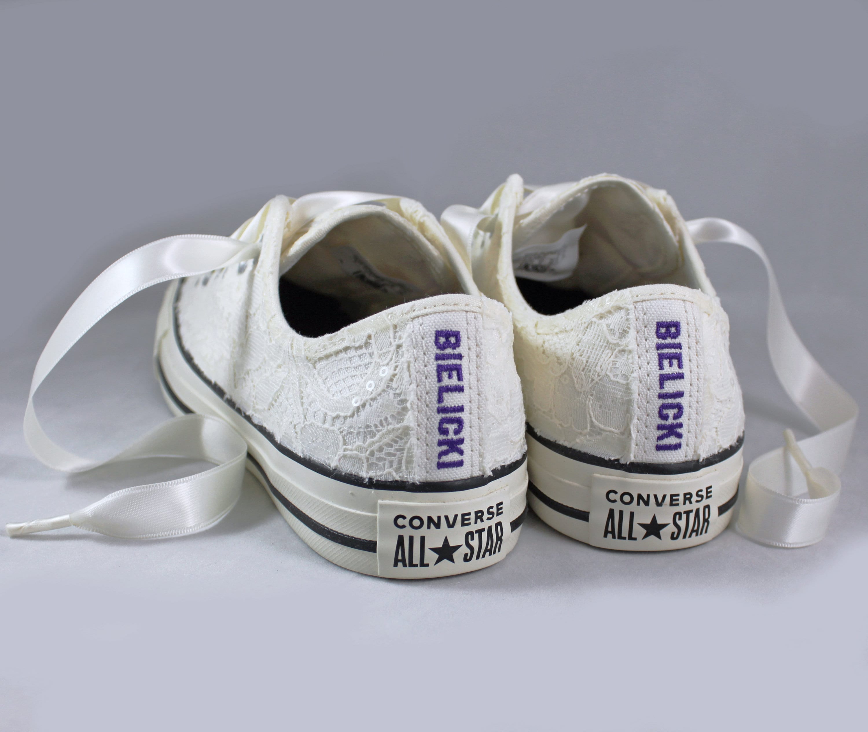 Ivory Name Bridal Converses Egret Ivory Lace -- Custom Name Converse ...