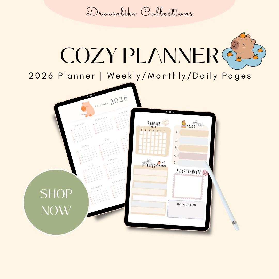 Cute Capybara Digital Planner Daily Weekly Monthly Cozy Notability ...